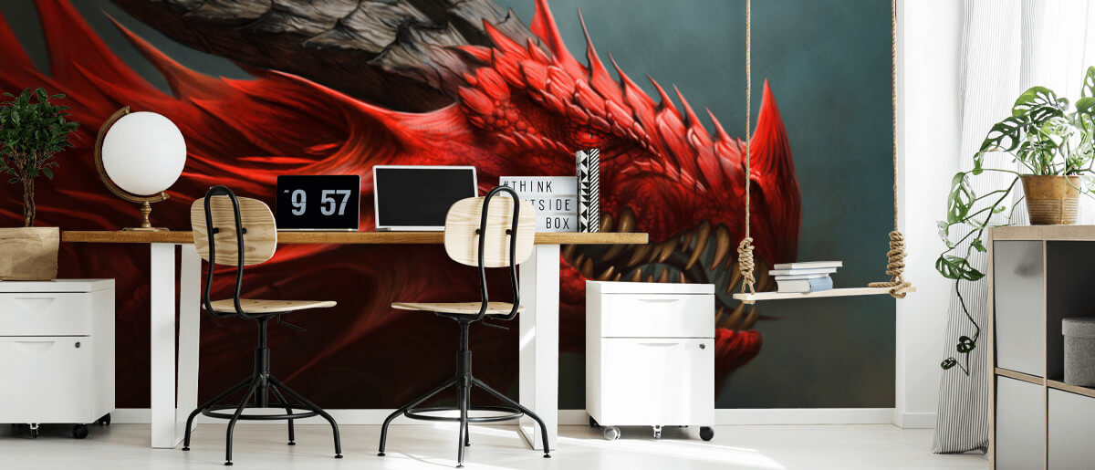 Menacing Red Dragon Wallpaper | Wallsauce UK