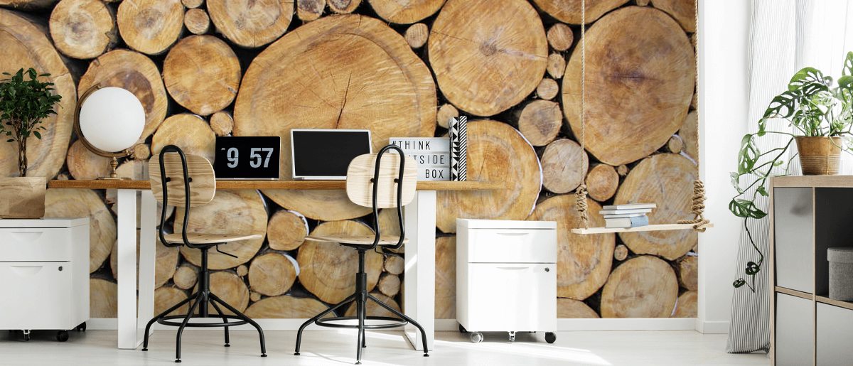 Large Stacked Logs Wallpaper Wall Mural | Wallsauce US
