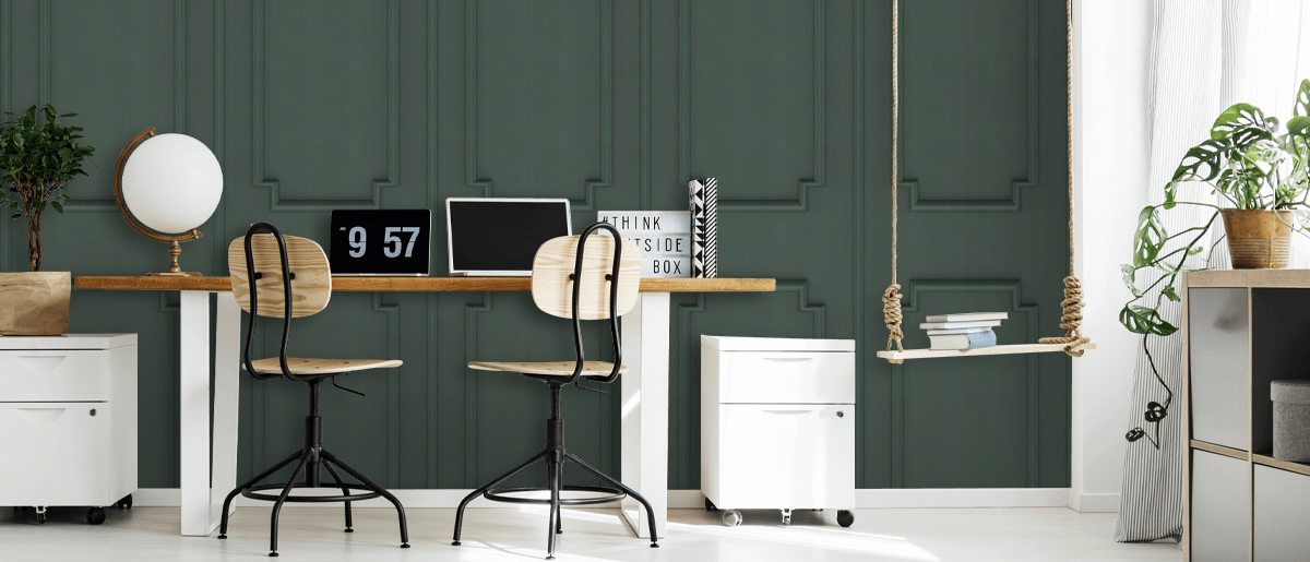 Dark Green Panels Wallpaper | Wallsauce UK