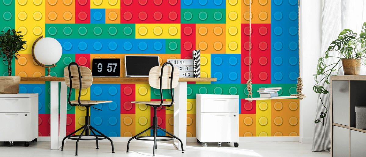 Plastic Toy Blocks Effect Wallpaper | Wallsauce UK