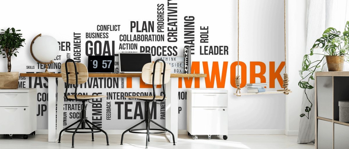 Word Cloud - Teamwork Wallpaper Mural | Wallsauce US