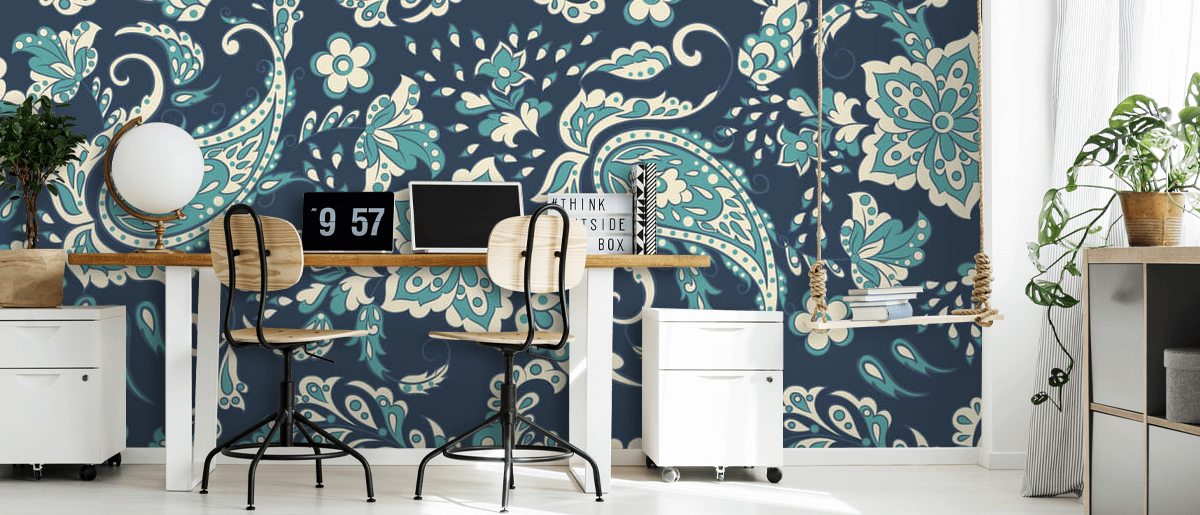 Vintage Blue Pattern Wall Mural | Wallsauce EU