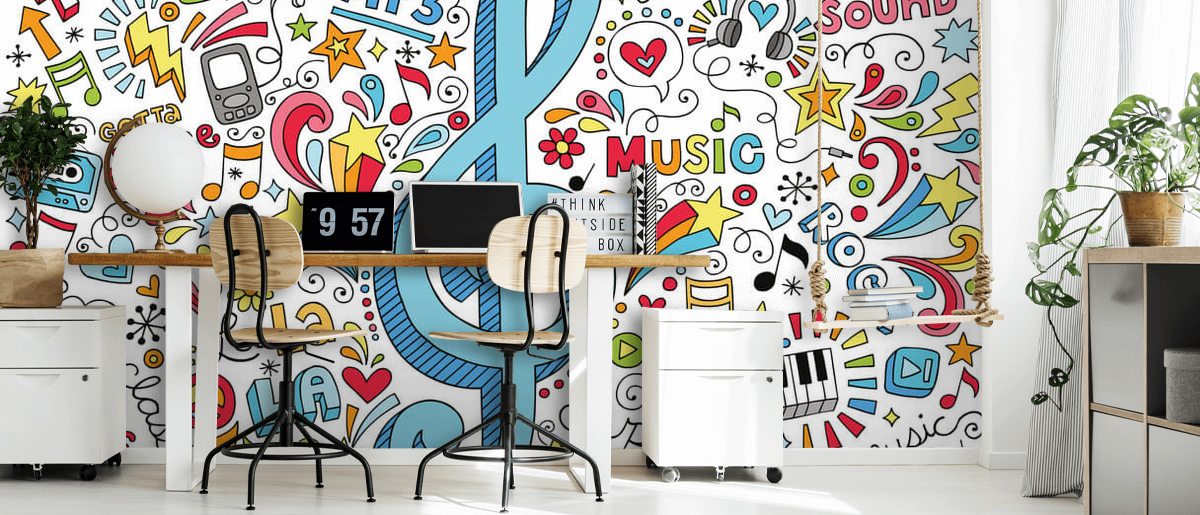 Groovy Music Doodles Wallpaper | Wallsauce US