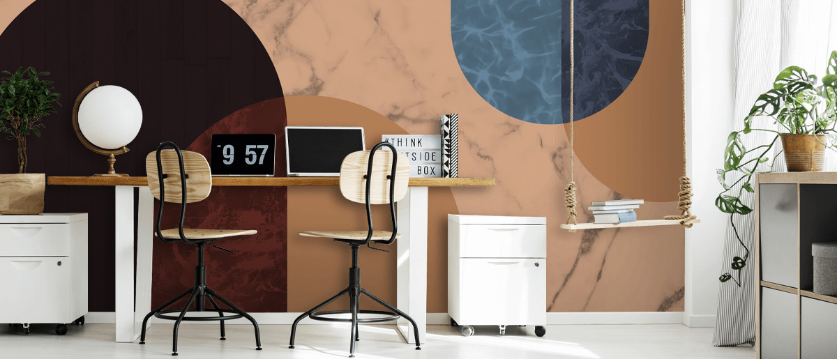 Orange Abstract Pillars Wall Mural | Wallsauce AU