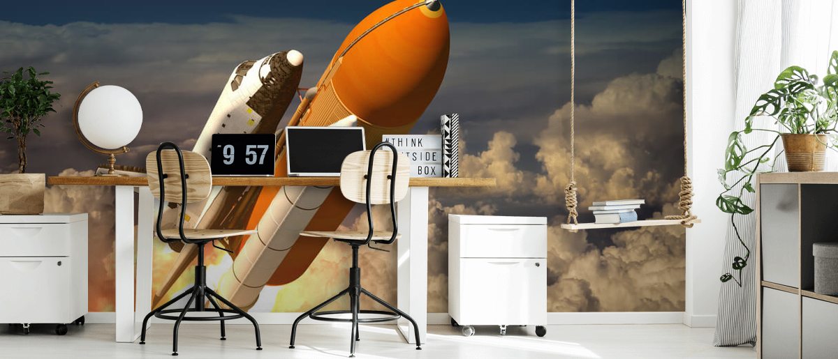 Space Shuttle In The Clouds Wallpaper Mural | Wallsauce UK