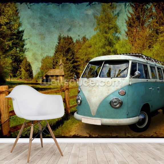VW Camper Blue Wallpaper | Wallsauce US