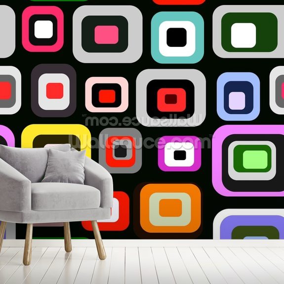 Retro Squares Pattern Wallpaper | Wallsauce US