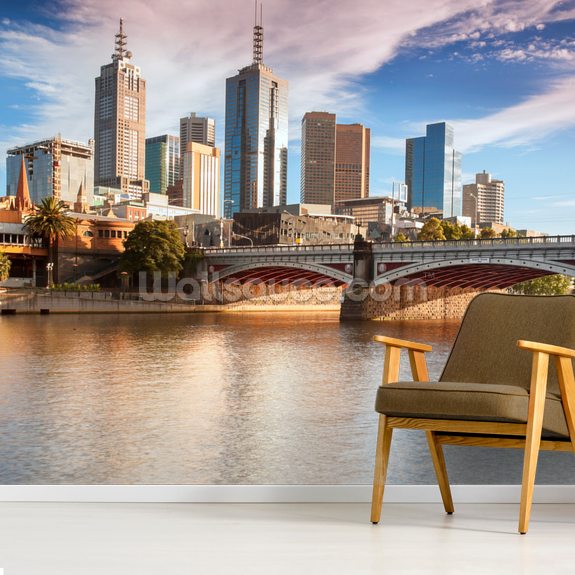 Melbourne Skyline Wall Mural | Wallsauce US