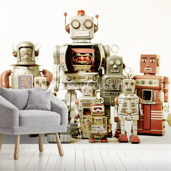 Retro Roboter Tapete | Wallsauce DE