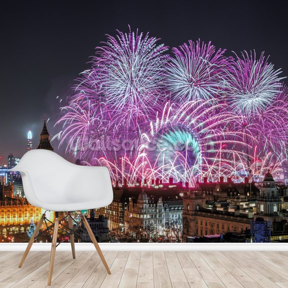 New Year Fireworks Wall Mural | Wallsauce UK