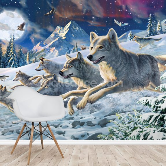 Moonlight Wolfpack Wallpaper | Wallsauce US