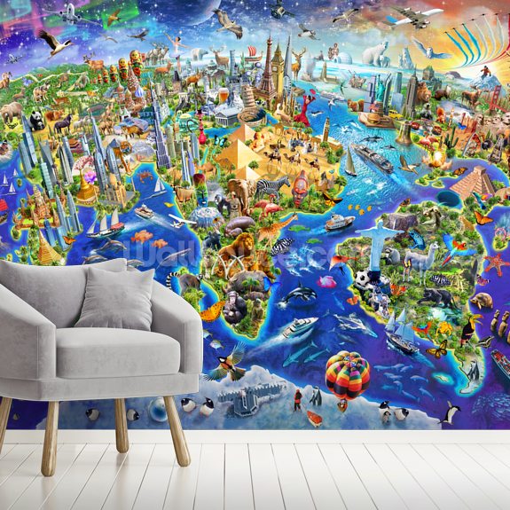 Crazy World Wall Mural | Wallsauce US