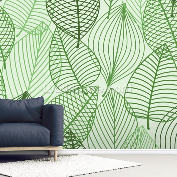 Green Autumnal Leaves Wallpaper | Wallsauce US