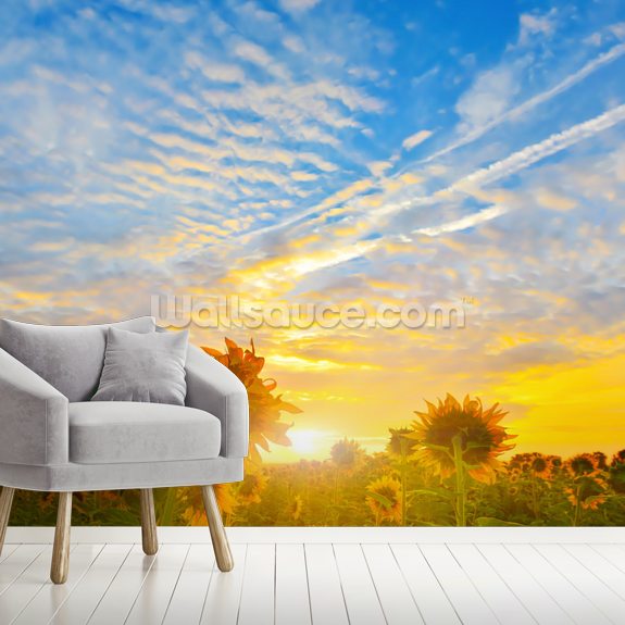 Sunflowers in Sunlight Wall Mural | Wallsauce UK
