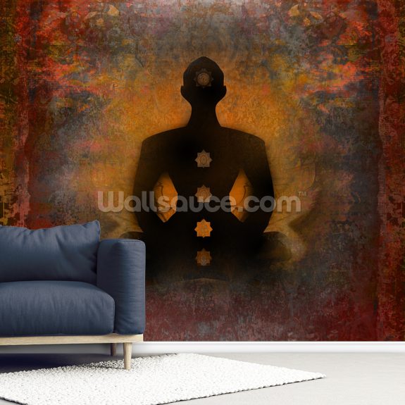 Padmasana con punti chakra Murale da parete Padmasana con punti chakra ...
