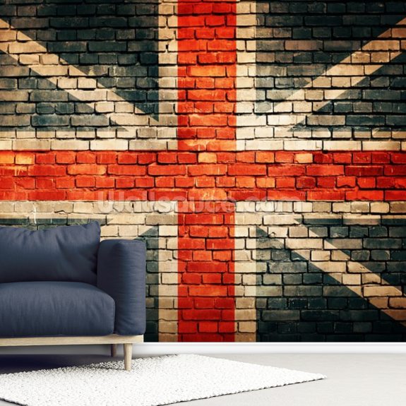 Union Jack on Old Brick Wall Mural | Wallsauce UK