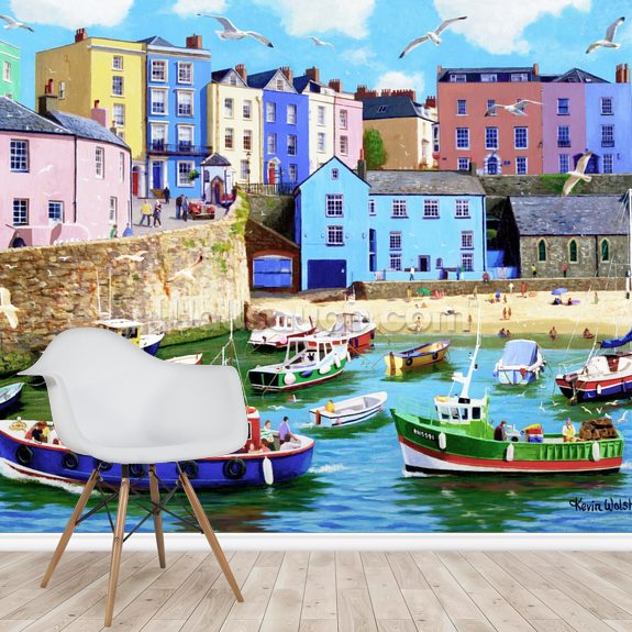 Glückliche Tage Tenby Wandgemälde | Wallsauce DE
