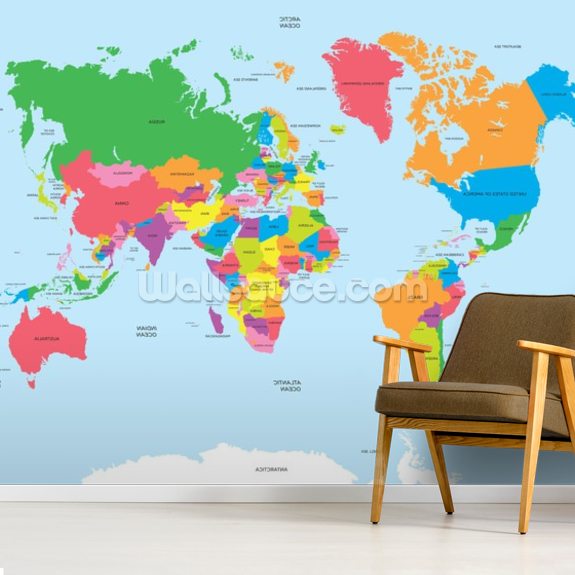 Political map of the World Wallpaper Mural | Wallsauce UK