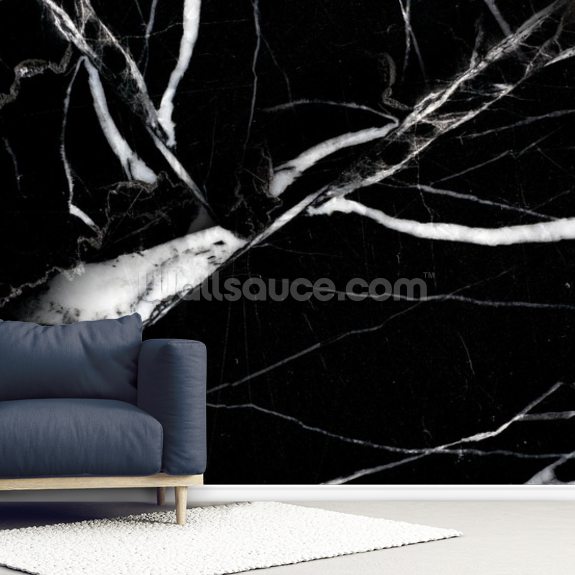 Black Marble Effect Wall Mural | Wallsauce UK