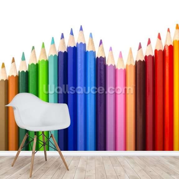 Colored Pencils Making a Wave Wallpaper Mural | Wallsauce UK