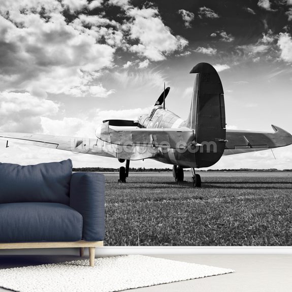 Supermarine Spitfire Mk V at rest Wall Mural | Wallsauce UK