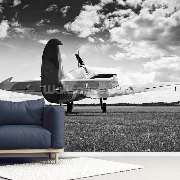 Supermarine Spitfire Mk V at rest Wall Mural | Wallsauce UK