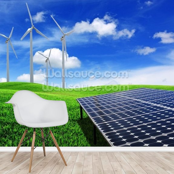 Solar cell energy panels and wind turbine | Wallsauce US