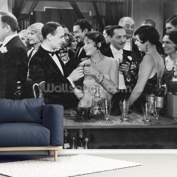 Couple Having Drink at Crowded Bar Mural | Wallsauce UK