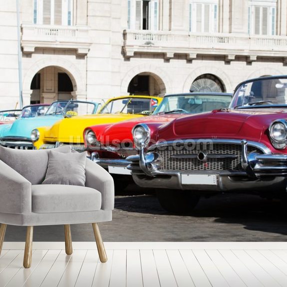 Colorful American Classic Cars Wallpaper | Wallsauce US