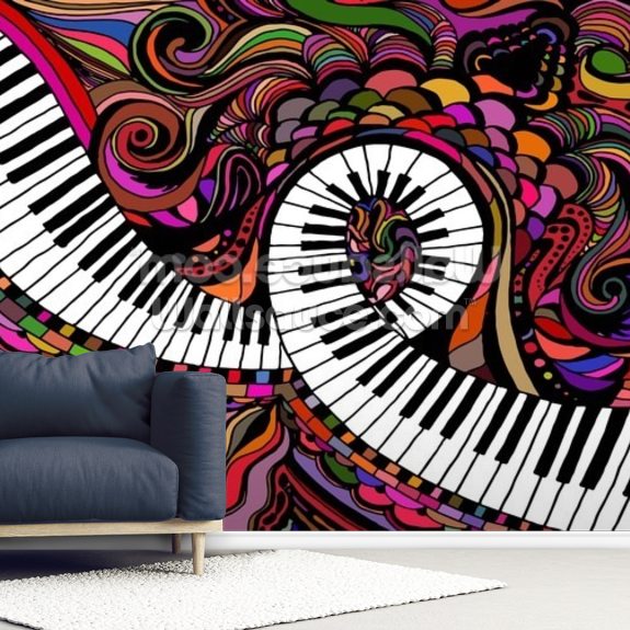 Psychedelic Keys Wall Mural | Wallsauce US