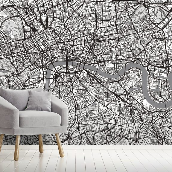 Urban Map of London Wallpaper Mural | Wallsauce US