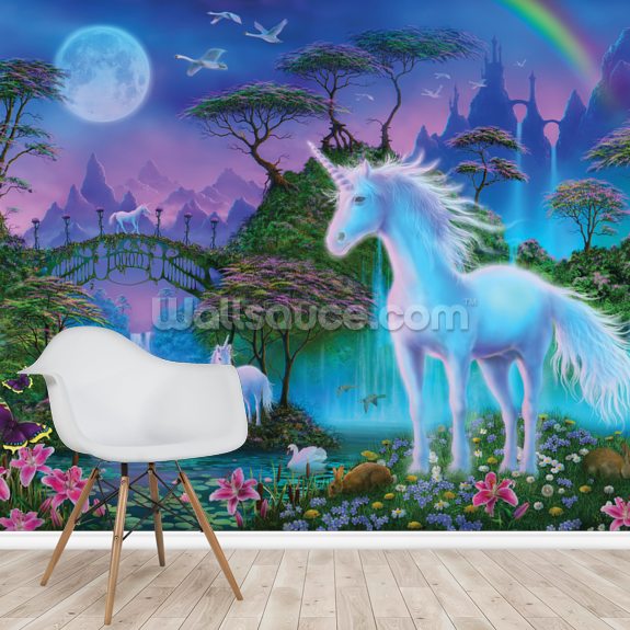 Unicorn Bridge Wall Mural | Wallsauce US