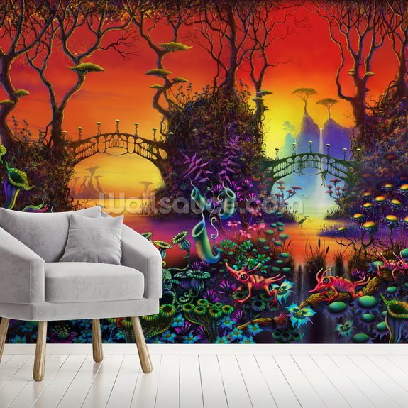 Rode Jungle Muurschildering | Wallsauce NL