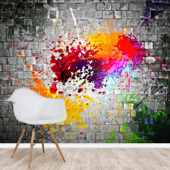 Ink splatter on stone wall | Wallsauce UK