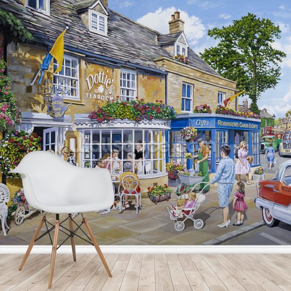 Dotties Tea Room Wallpaper | Wallsauce US