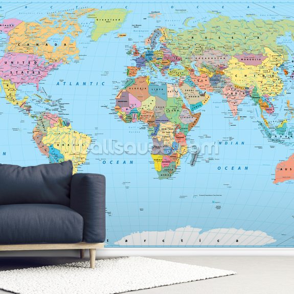 Papel pintado Mapa del mundo en color | Wallsauce ES