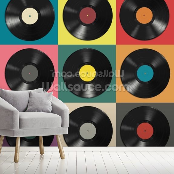 Colourful Vinyl Records Wallpaper | Wallsauce UK