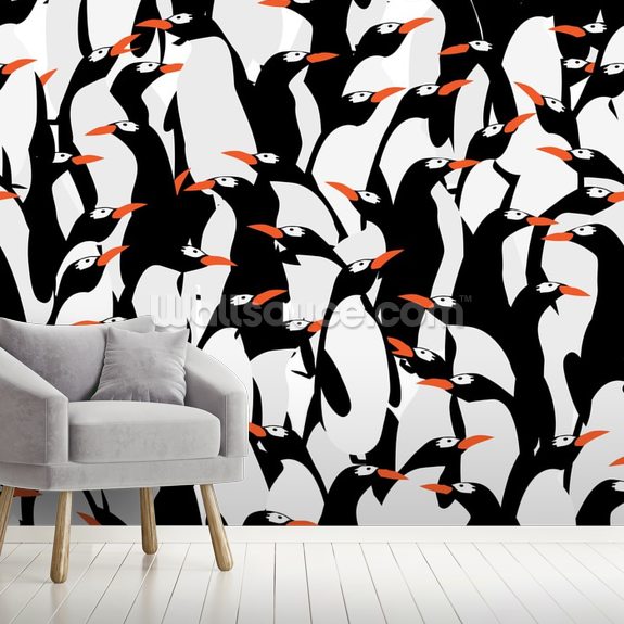 Penguins Pattern Wall Mural | Wallsauce US