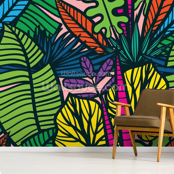 Exotic Plants Pattern Wallpaper | Wallsauce NZ