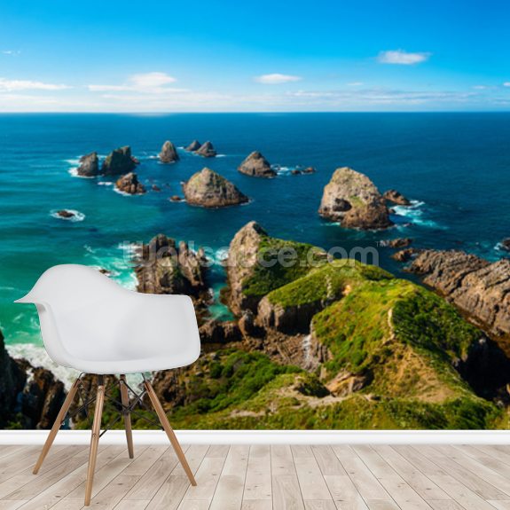 Nugget Point View Muurschildering Nugget Point View Behang | Wallsauce NL