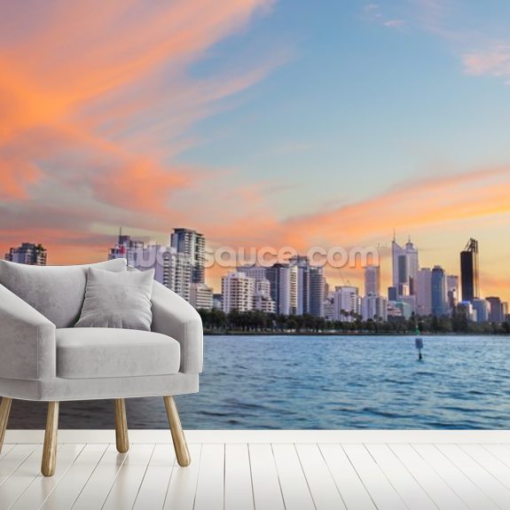 Perth Skyline at Sunset Wallpaper Veggmaleri | Wallsauce NO