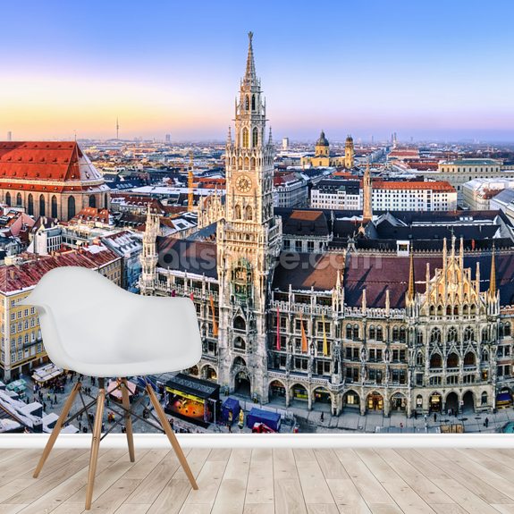 München Skyline Tapete Wandbild | Wallsauce DE