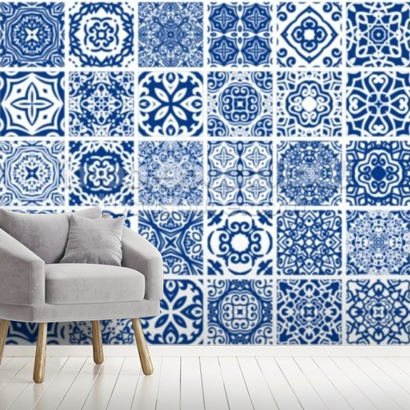 Blue Tiles Bundle Wallpaper | Wallsauce UK