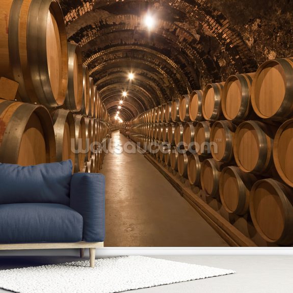 Barrels de Vino en la Bodega Wallpaper Murals | Wallsauce UK