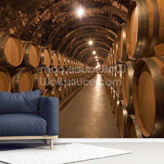 Barrels de Vino en la Bodega Wallpaper Murals | Wallsauce UK