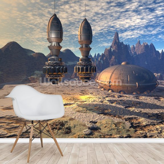 Alien UFO Ship on Alien Planet Wallpaper | Wallsauce UK