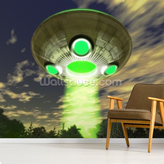 UFO Over Trees Wall Mural | Wallsauce UK