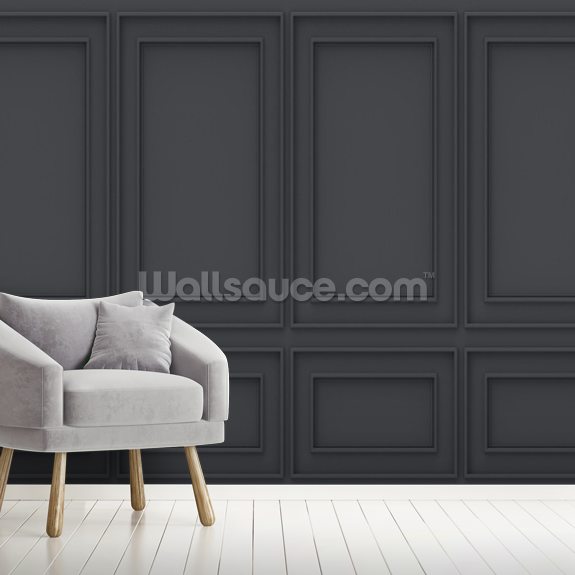 Luxury Off Black Panel Wallpaper | Wallsauce UK