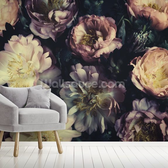 Lila rosor tapet väggmålning | Wallsauce SE