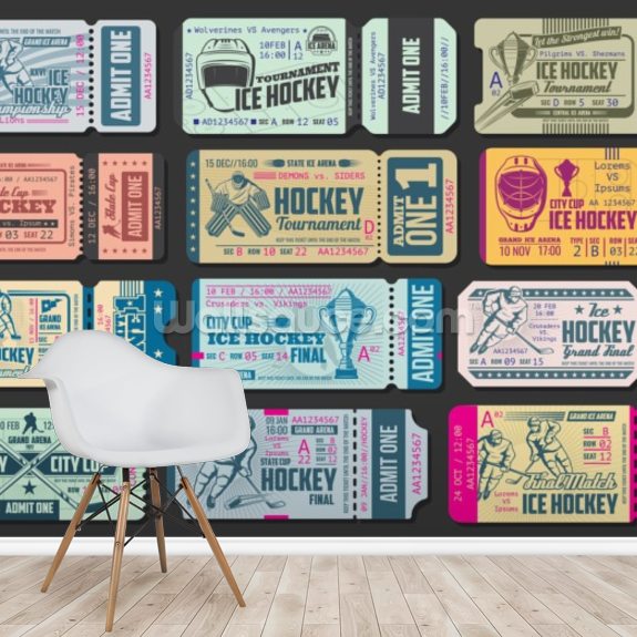 Ice Hockey Tickets Wallpaper Mural | Wallsauce US